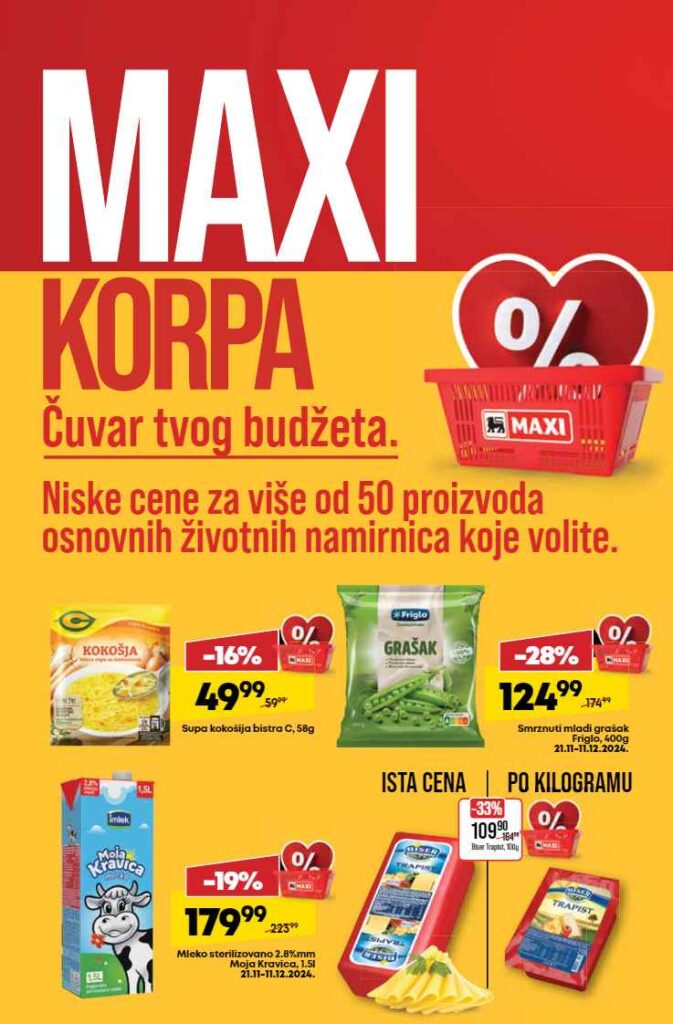 MAXI nedeljna akcija. Traje od 28.11. do 4.12.2024.